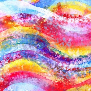 rainbow waves watercolor - Spoonflower