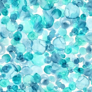 turquoise watercolor bubbles - Spoonflower