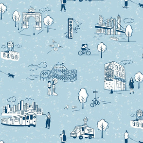 Brooklyn Toile Blue - Spoonflower