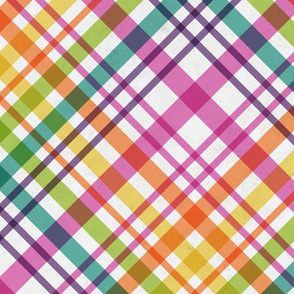 Rainbow Gingham Grunge - Large scale - Spoonflower