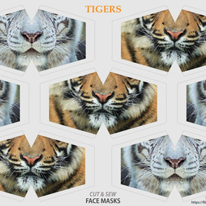 Tiger Face Masks Cut Out panel - Spoonflower