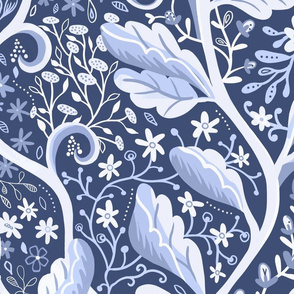 Climbing Blue Vines - Spoonflower