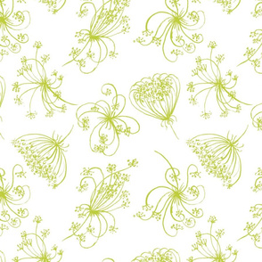 Queen Anne's Lace Scatter White/Green - Spoonflower