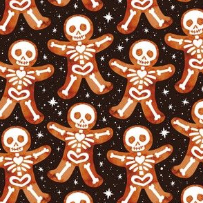 Gingerbread Skeletons Black - Spoonflower