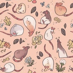blob rats - peach - Spoonflower