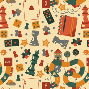 Game Night, The Yellow Board Game | Spoonflower