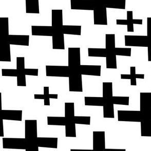 Wonky Swiss Cross Black n White - Spoonflower