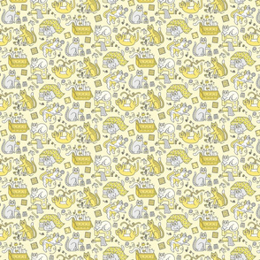 Kitty Notions {small scale} in Pantone | Spoonflower