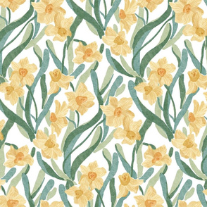 Watercolor Rococo Yellow daffodil | Spoonflower