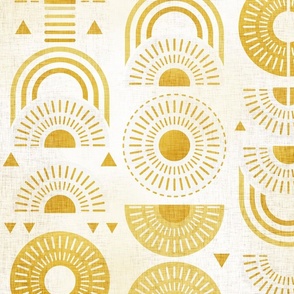 Boho Sunshine Medium- Yellow on Off - Spoonflower