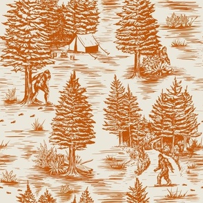 Large-Scale Orange Bigfoot / Sasquatch | Spoonflower