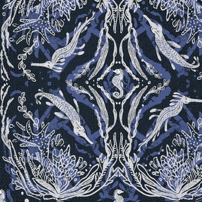 seahorses & sea dragons _block prints | Spoonflower