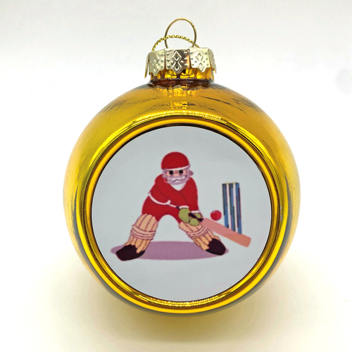 Christmas Cricket Bauble - Gold | Sporting-Gifts