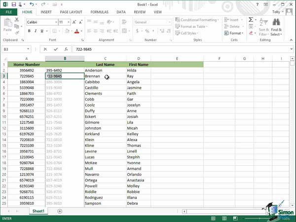 How To Use The Microsoft Excel 2013 Flash Fill Feature For Larges Amounts Of Data Simon Sez IT