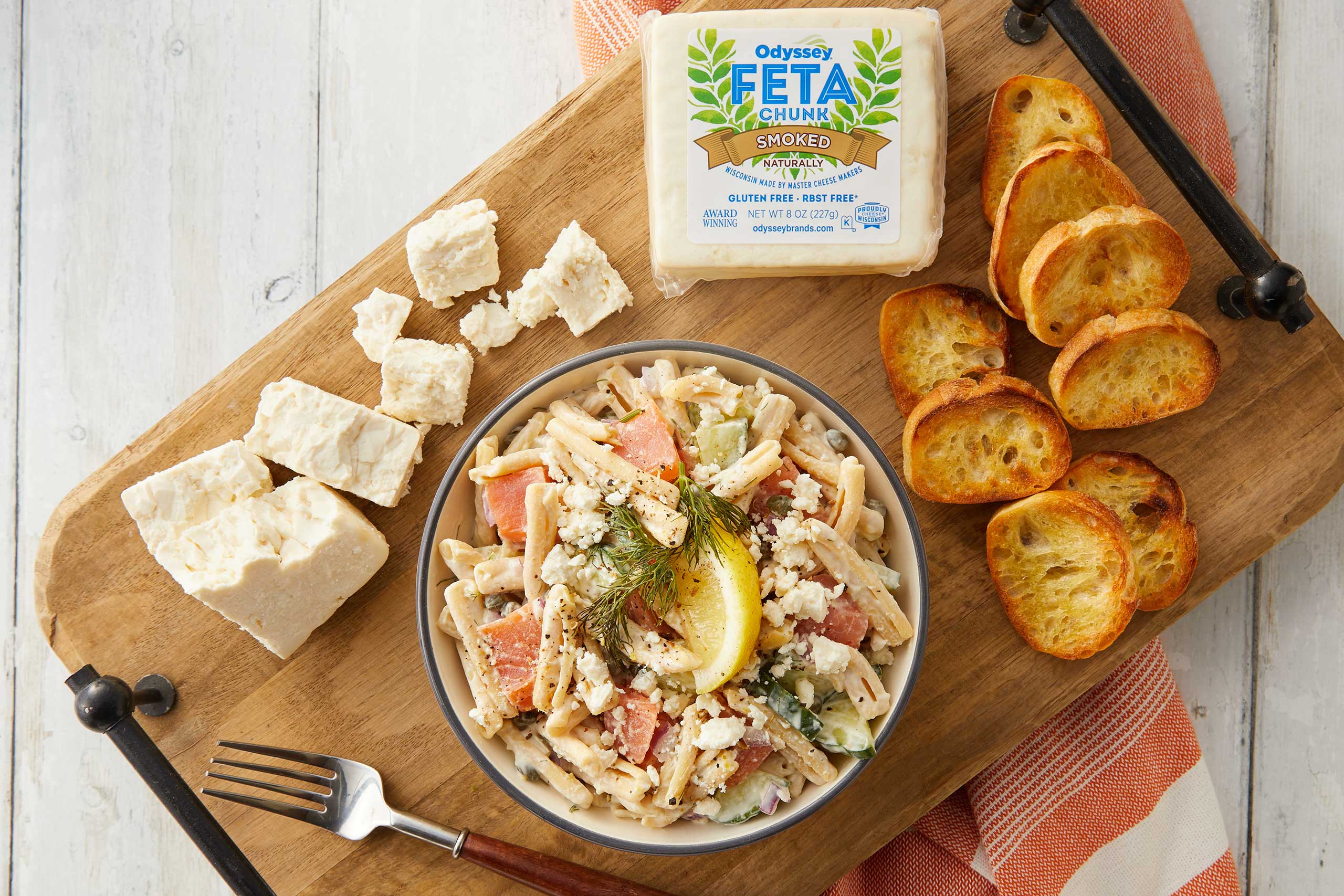 Smoked Feta and Salmon Pasta Salad - Odyssey Brands