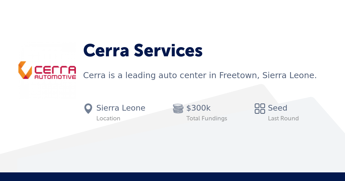 Cerra Services Profile, Funding and Company Data | StartupList Africa