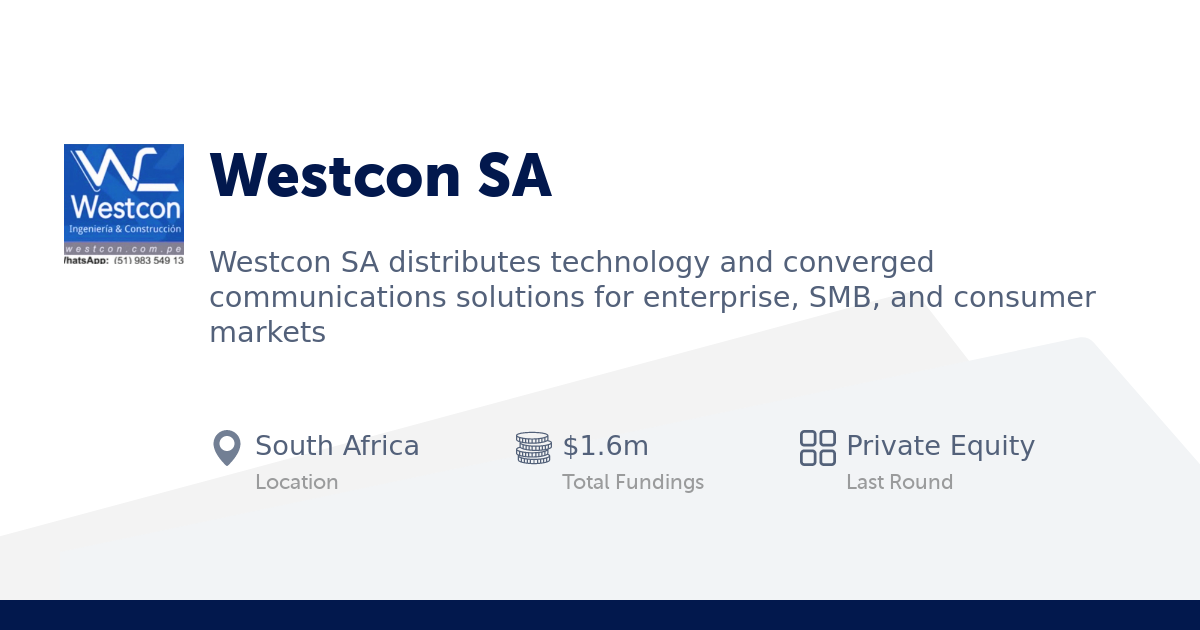 Westcon SA - Overview, Financials, Competitors - StartupList Africa