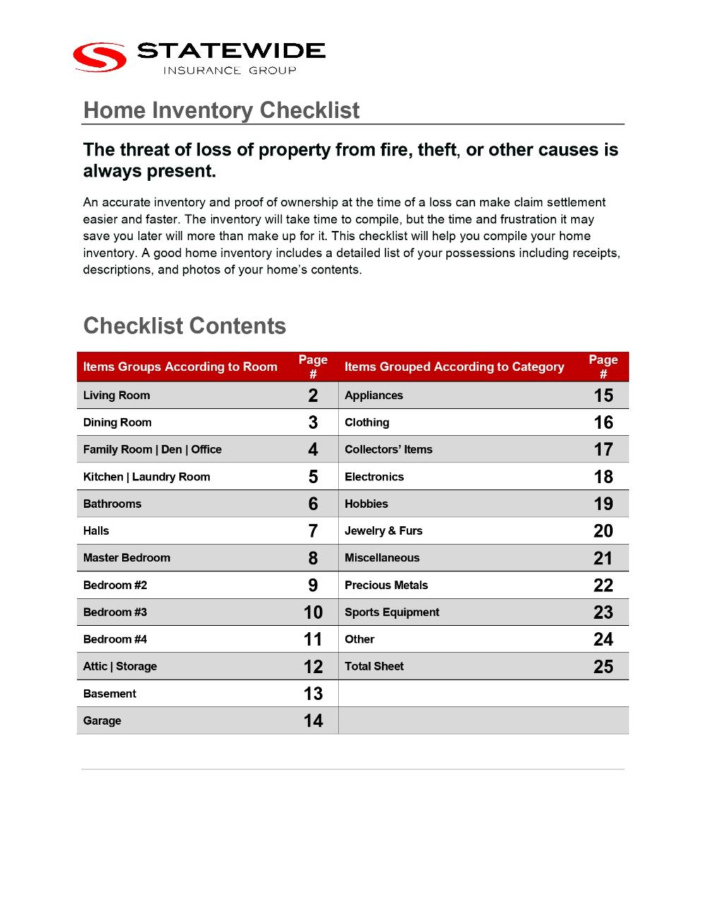 Statewide Insurance | Checklists