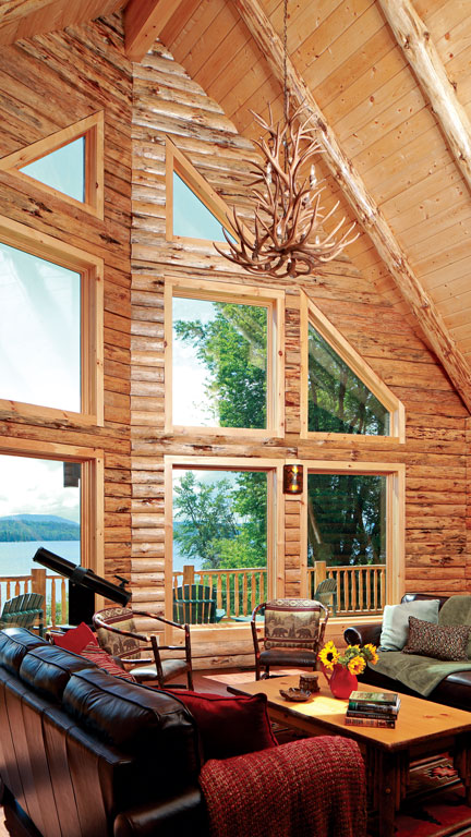 A Lakeside Retreat Log Home in the Adirondacks