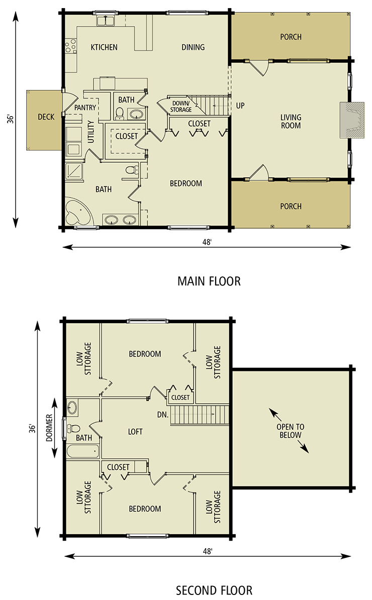 Carolina Log Home Floor Plan from Appalachian Log Structures Inc.