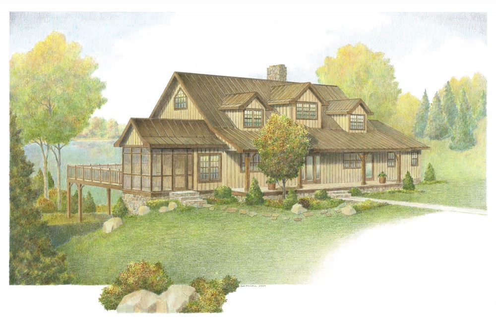 Heart Pine Timber Home Floor Plan from Blue Ridge Timberwrights