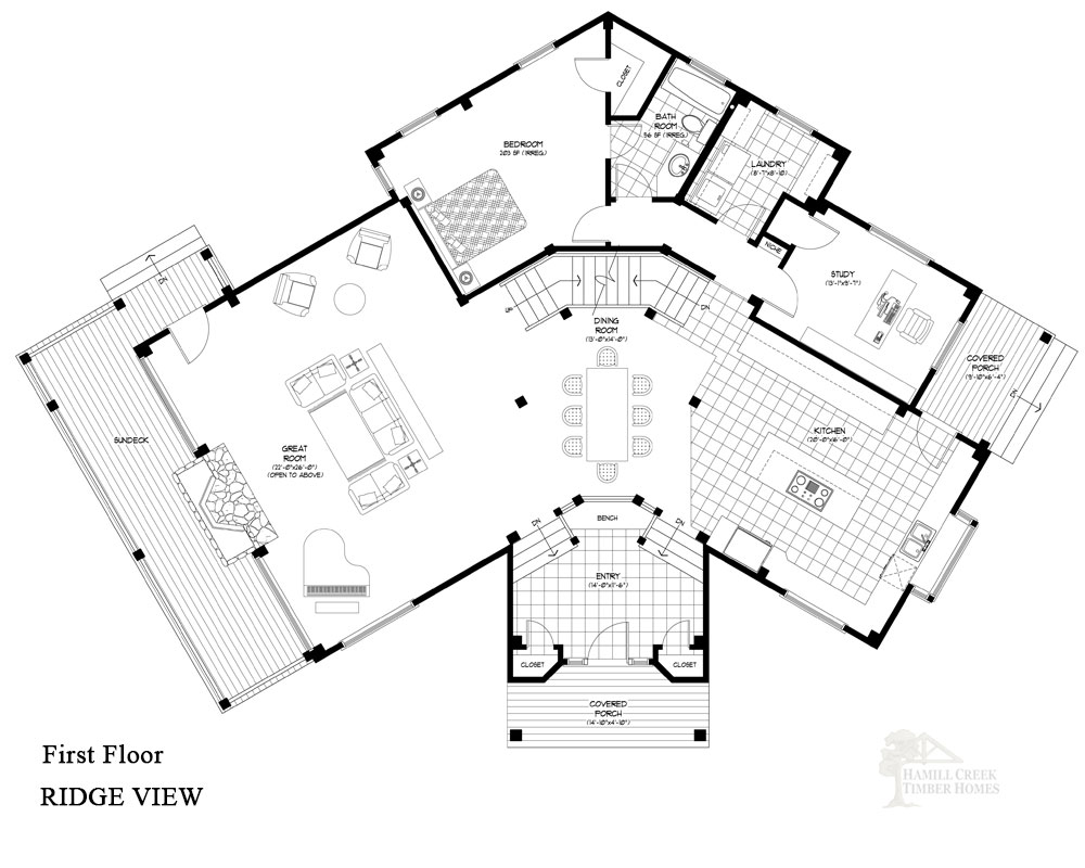 Ridge View Timber Home Floor Plan by Hamill Creek Timber Homes