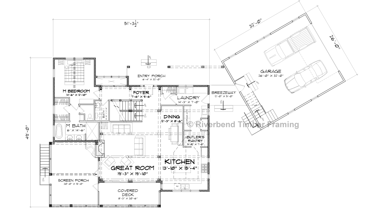 Hamilton Timber Home Plan by Riverbend Timber Framing