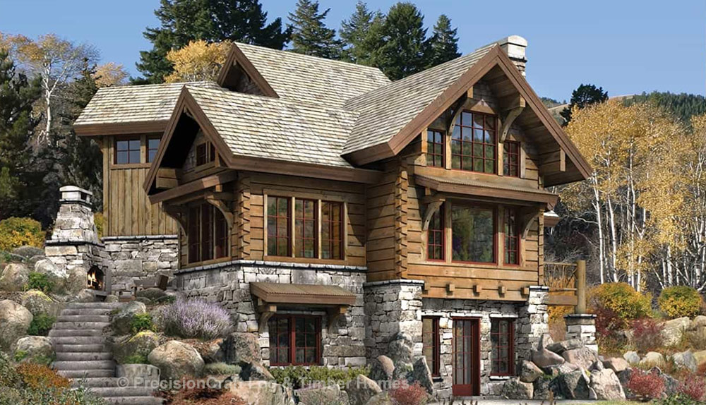 Targhee Log Home Plan by PrecisionCraft Log & Timber Homes