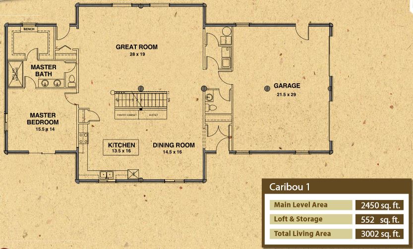 Caribou Log Home Plan by Whisper Creek Log Homes