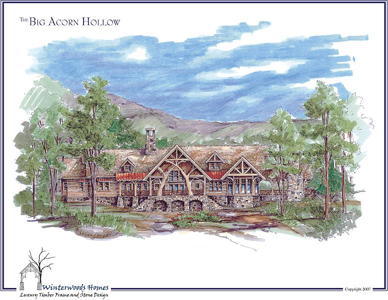 Big Acorn Hollow Log Home Plan by Winterwoods Homes