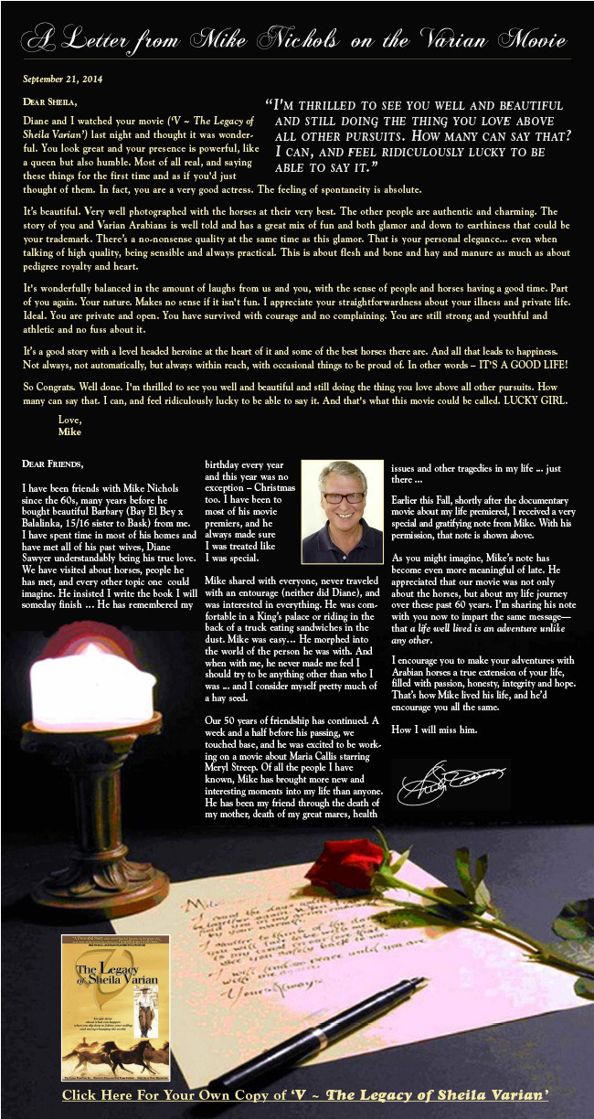 A Letter From Mike Nichols... :: Arabian Horses, Stallions, Farms ...