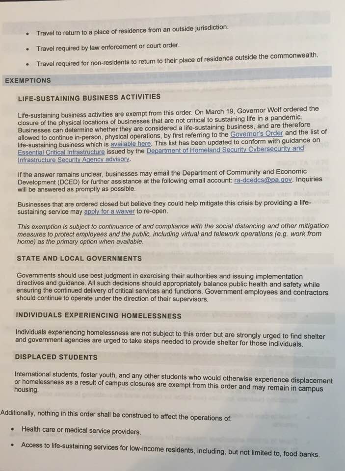 Guide for How to Follow Governor Wolf's "Stay at Home Order" - Beaver ...