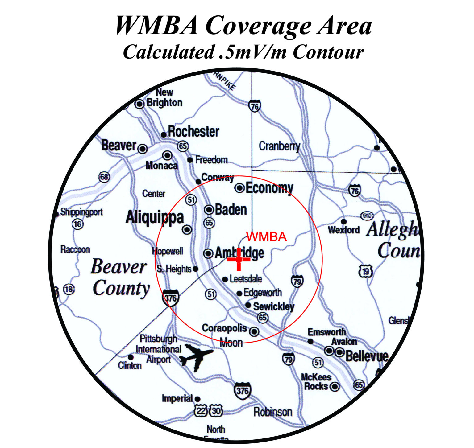 WMBA Coverage Map - Beaver County Radio