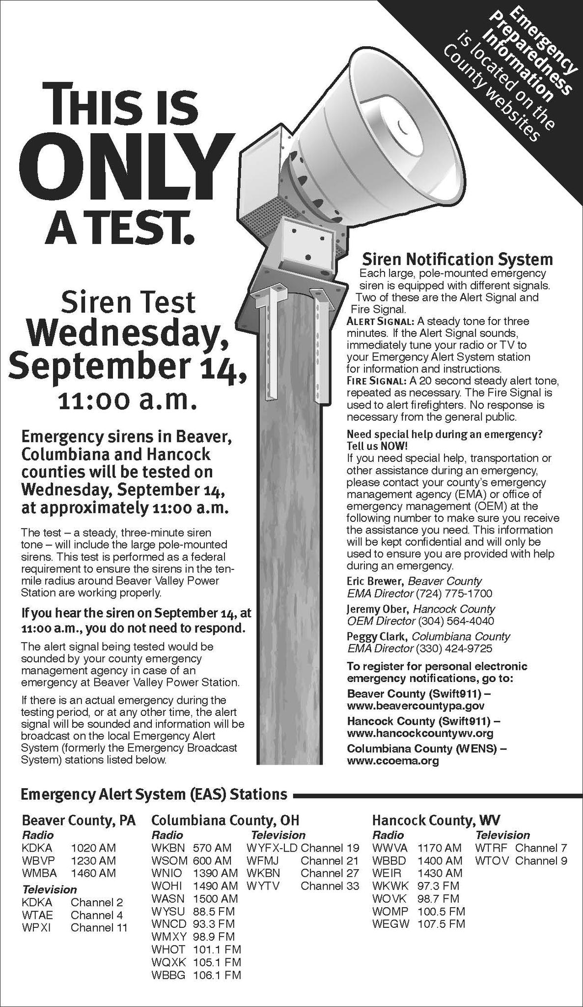 Emergency Siren Testing at 11:00 AM This Morning !!! - Beaver County Radio