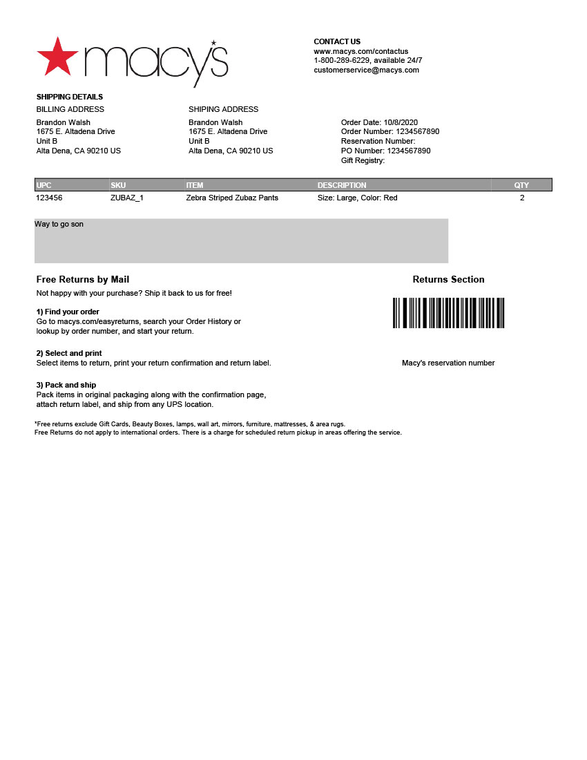Macys Packing Slip Templates For Shipstation Macys Packing Slip Templates For Shipstation