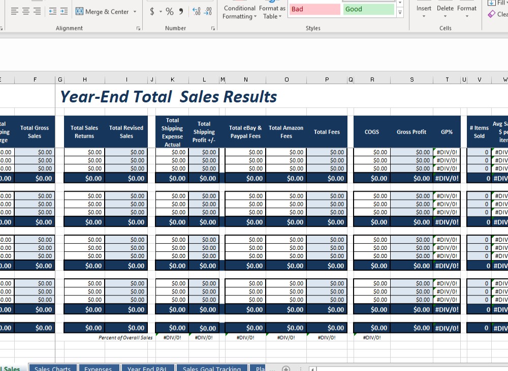 Basic eSales Bookkeeping Spreadsheet