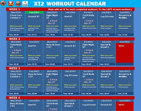 Excel Workout Tool for TapouT XT2