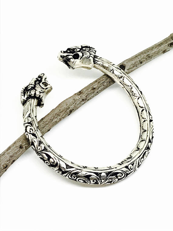 Ethnic,tribal,vintage flexible adjustable dragon sterling silver 925 ...