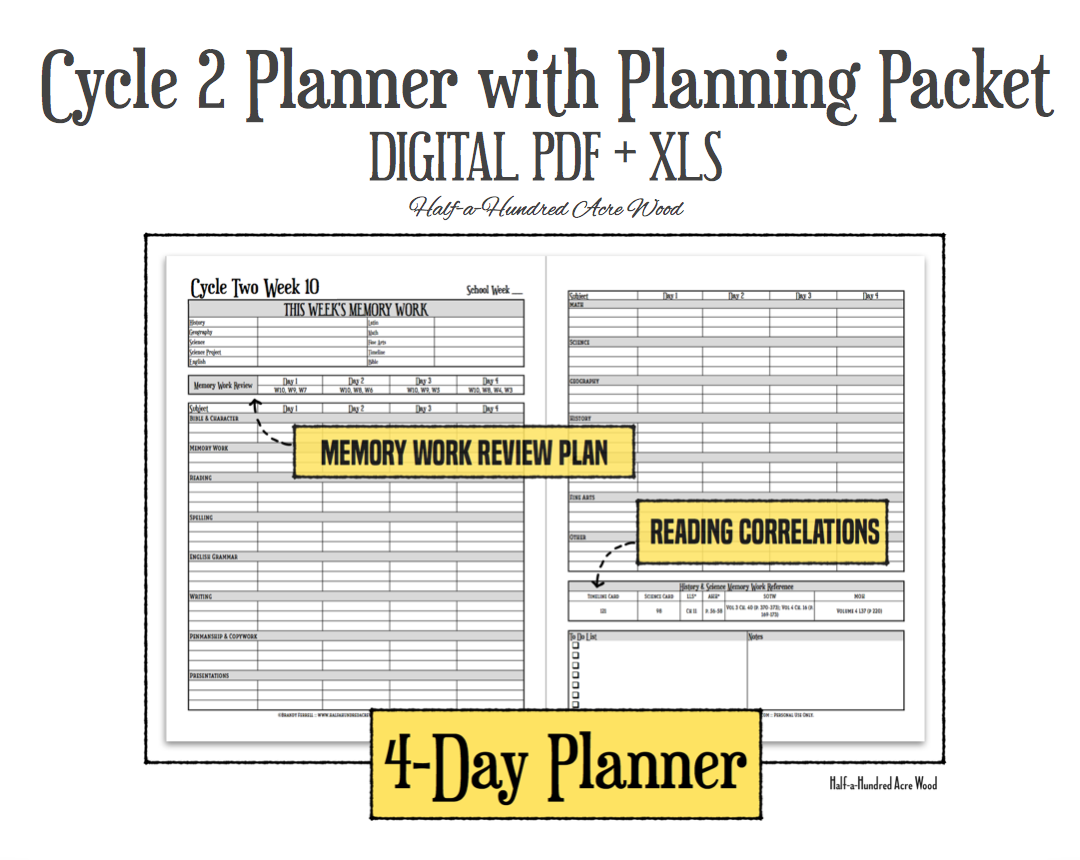 Cycle 2 Planner 4-Day - PDF + Microsoft Excel Editable XLS Version