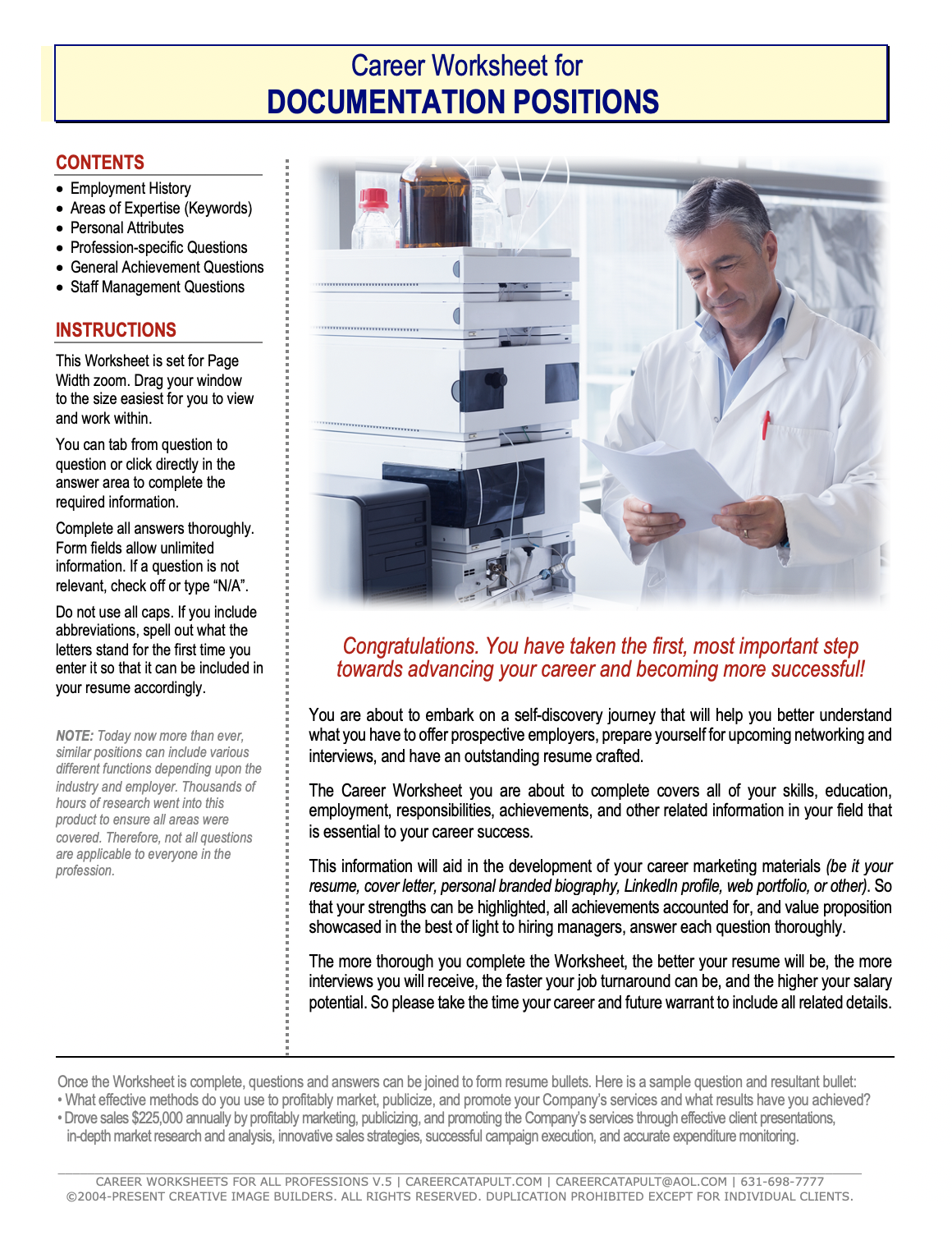 Documentation Career Worksheet