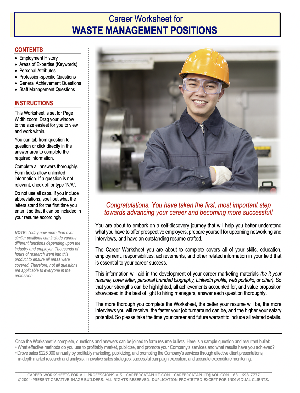 Waste Management Career Worksheet