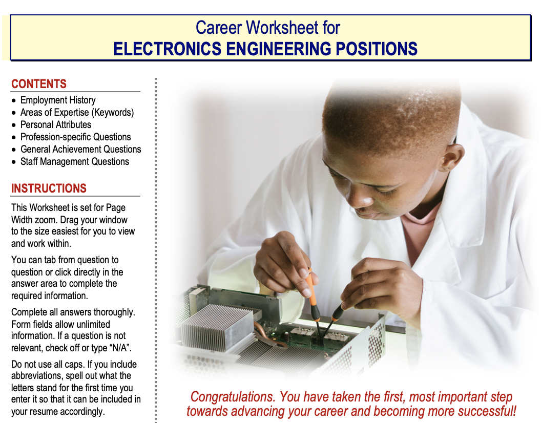 Electronics Engineering (Engineering) Career Worksheet