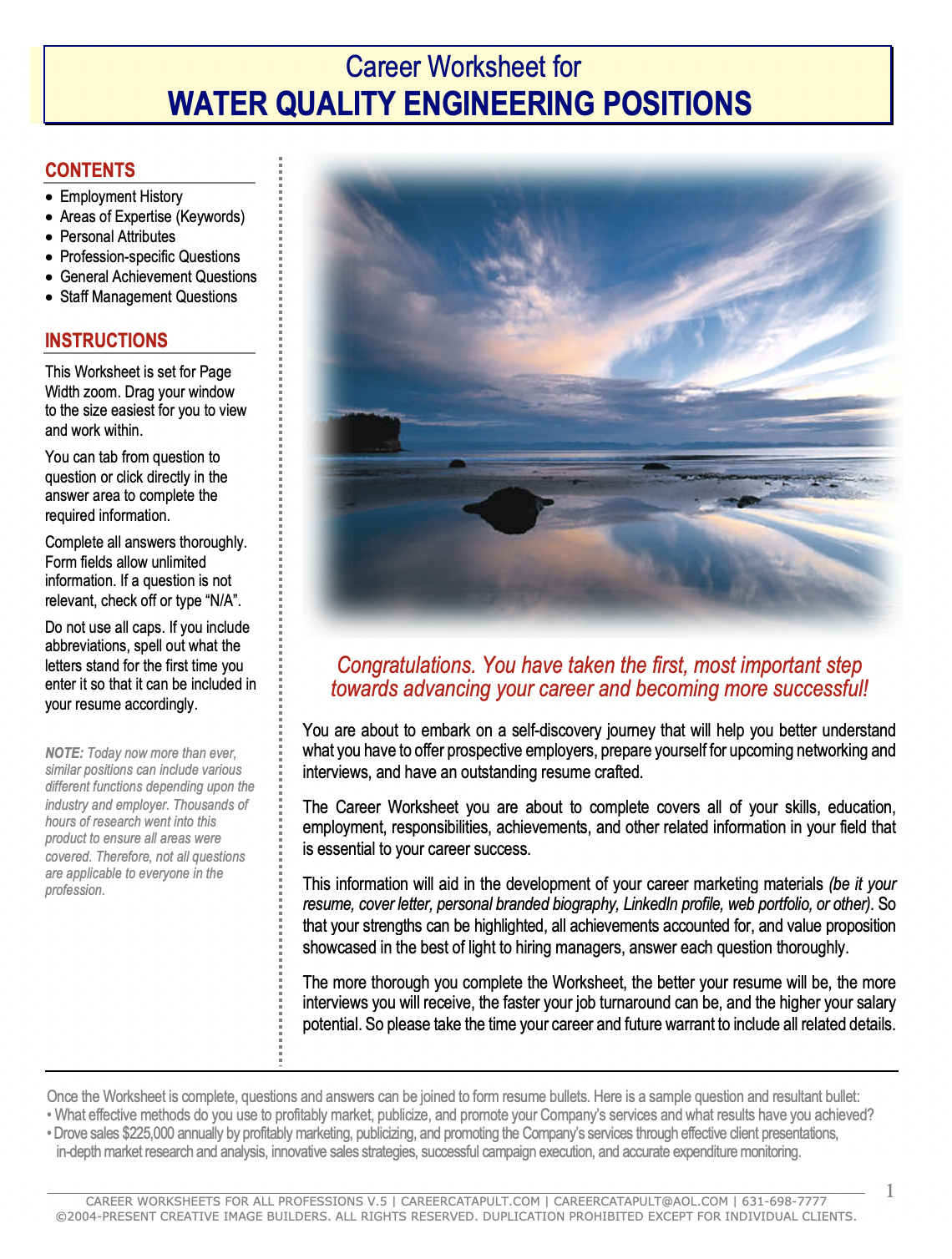 Water Quality Engineering Career Worksheet