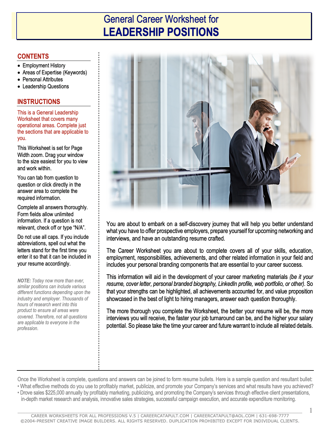 General Leadership Career Worksheet