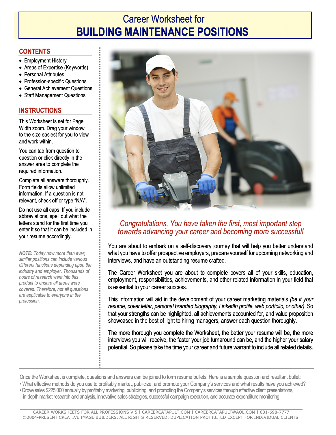 Building Maintenance Career Worksheet