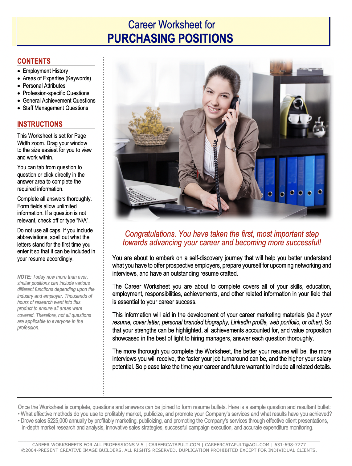 Purchasing Career Worksheet