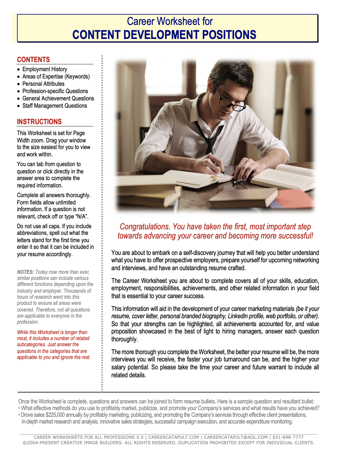 Content Development Career Worksheet (Business & Administration)