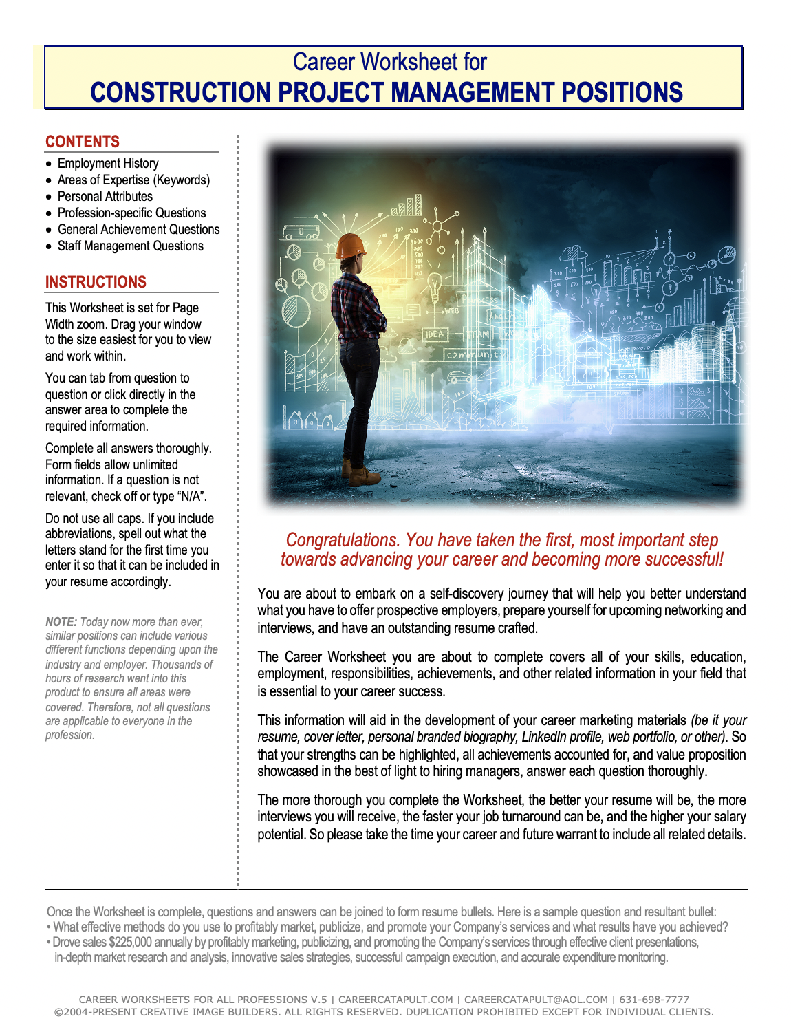 Construction Project Management Career Worksheet