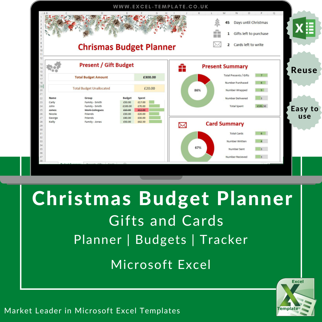 Christmas Holiday Present, Gift and Card Planner for Budgeting ...