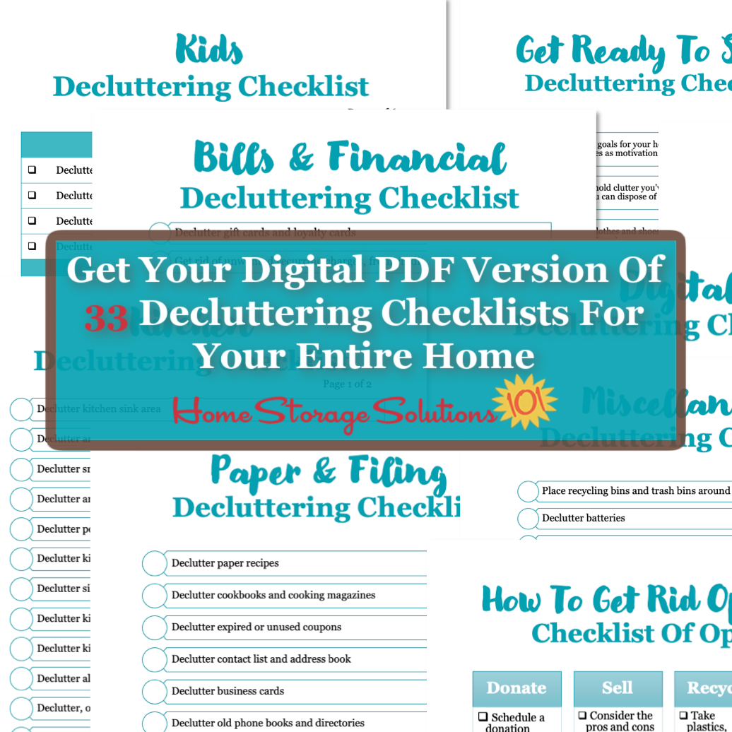 Digital Pack Of 33 Decluttering Checklists For Your Entire Home {PDF ...